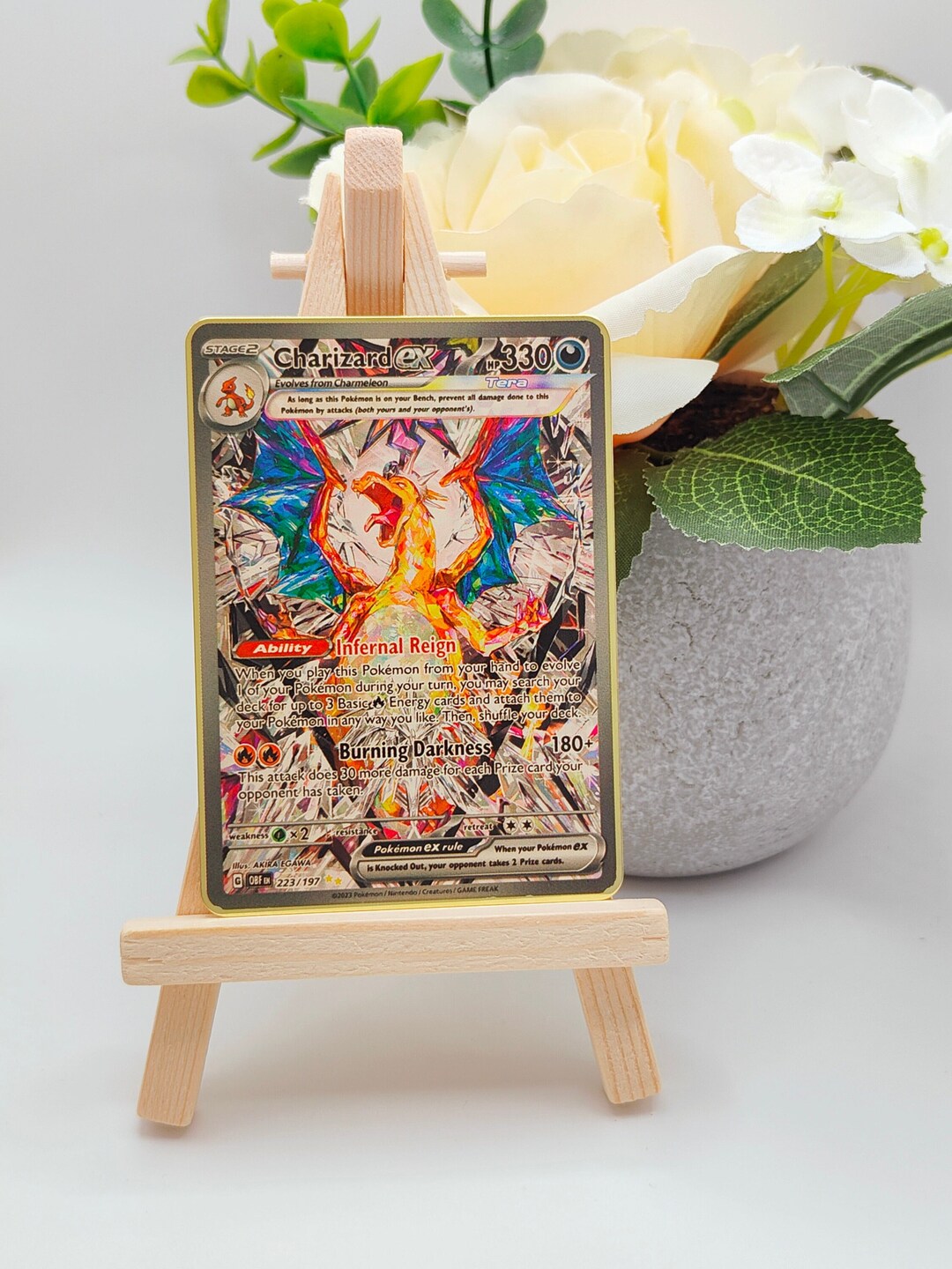 Pokemon Charizard EX Obsidian Flame // Gold Solid Metal Custom Proxy ...