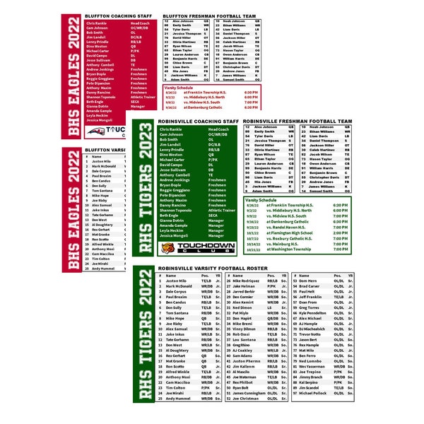 Football Roster Cards - Etsy