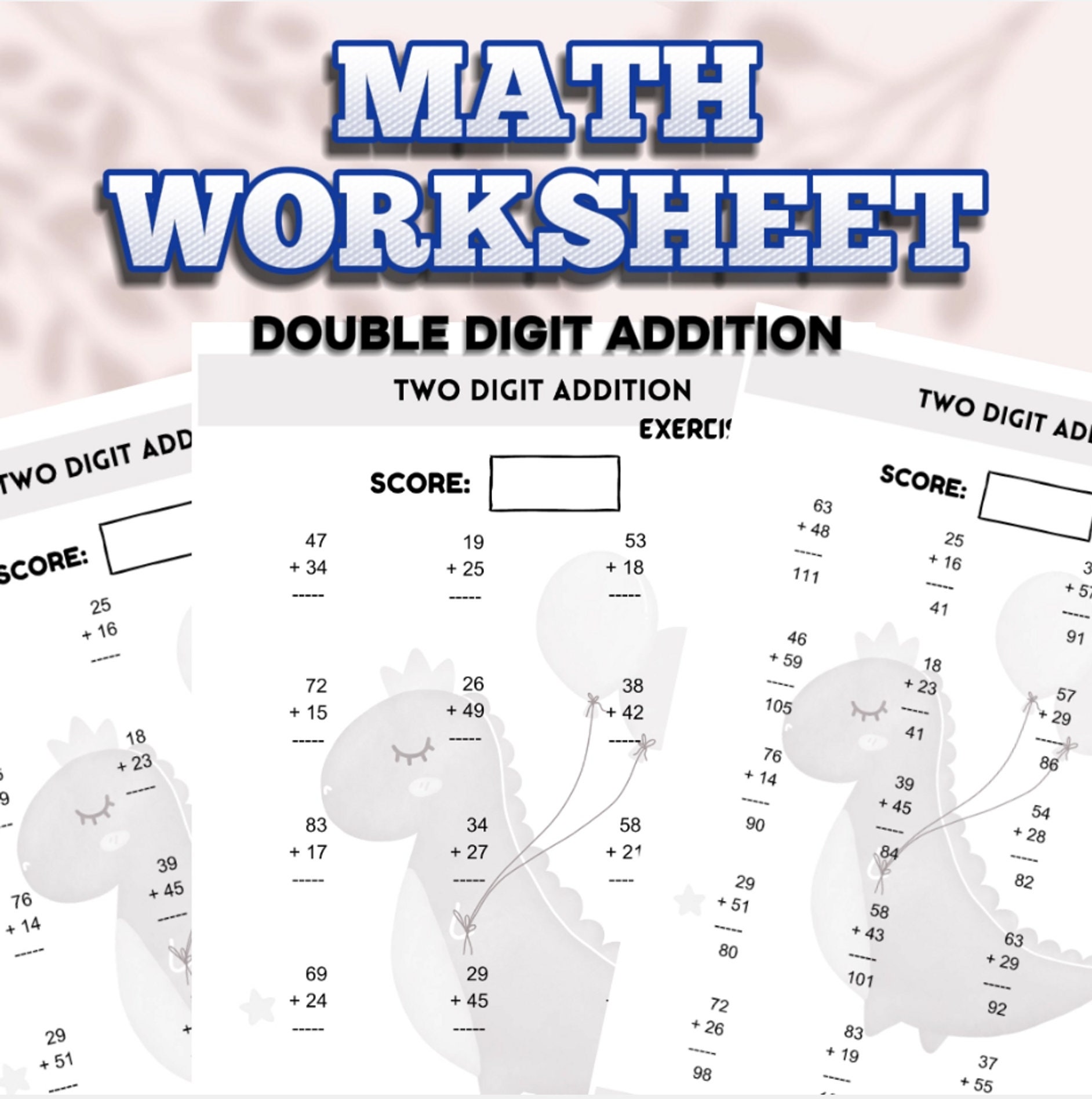 25 Printable Double Digit Addition Worksheet for First Grade Math ...