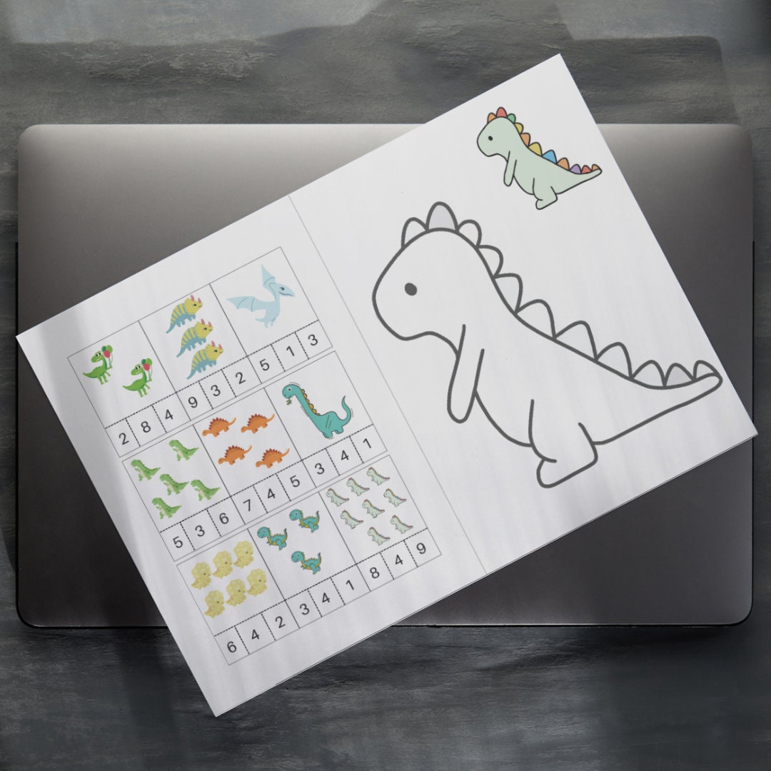 Dinosaur Coloring Pages for Kids and Counting Sheets - Etsy