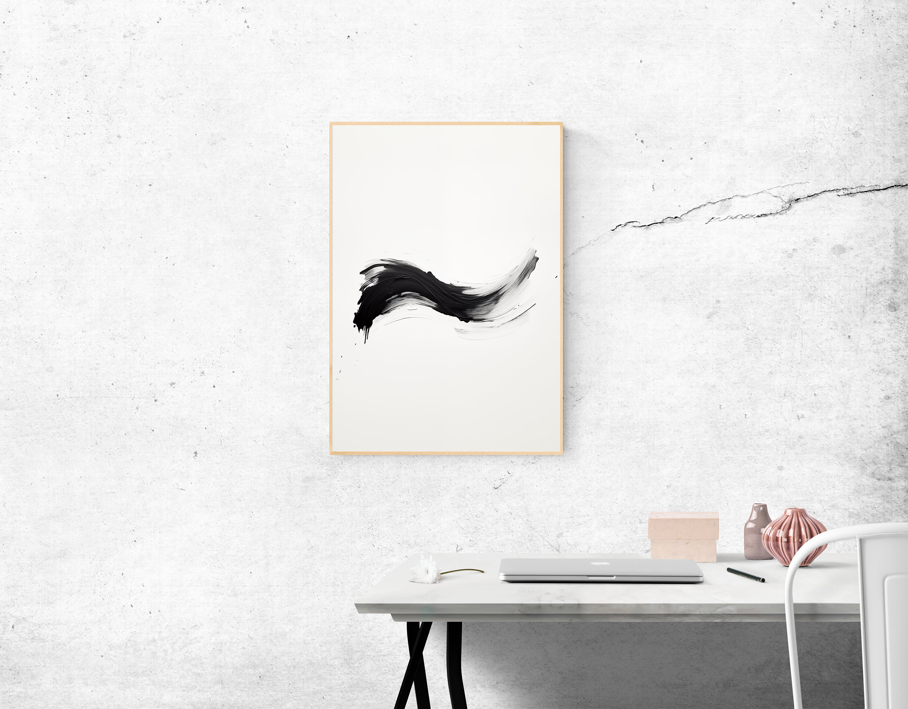 Simple Black and White Zen Printable Wall Art With Textured Abstract ...