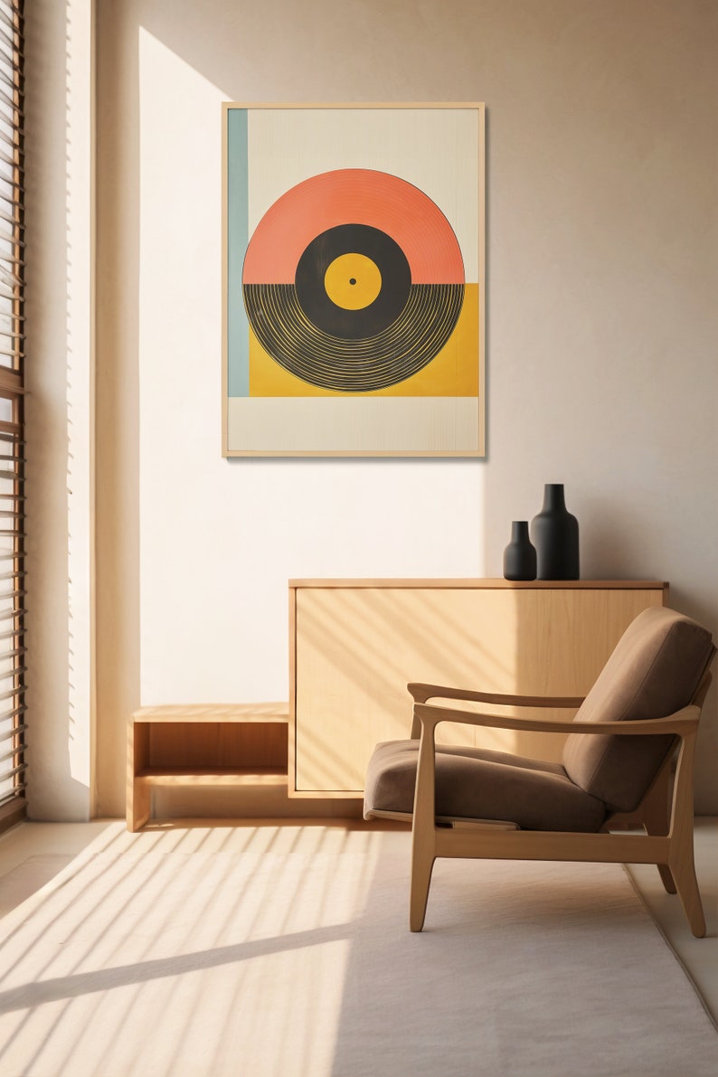 Mid-century Modern Vinyl Record Inspired Digital Art Print - Etsy