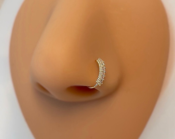 925 Silver Gold Hoop Nose Ring | Thin Nose Piercing | 925 Sterling Silver Nose Ring | Seamless ...