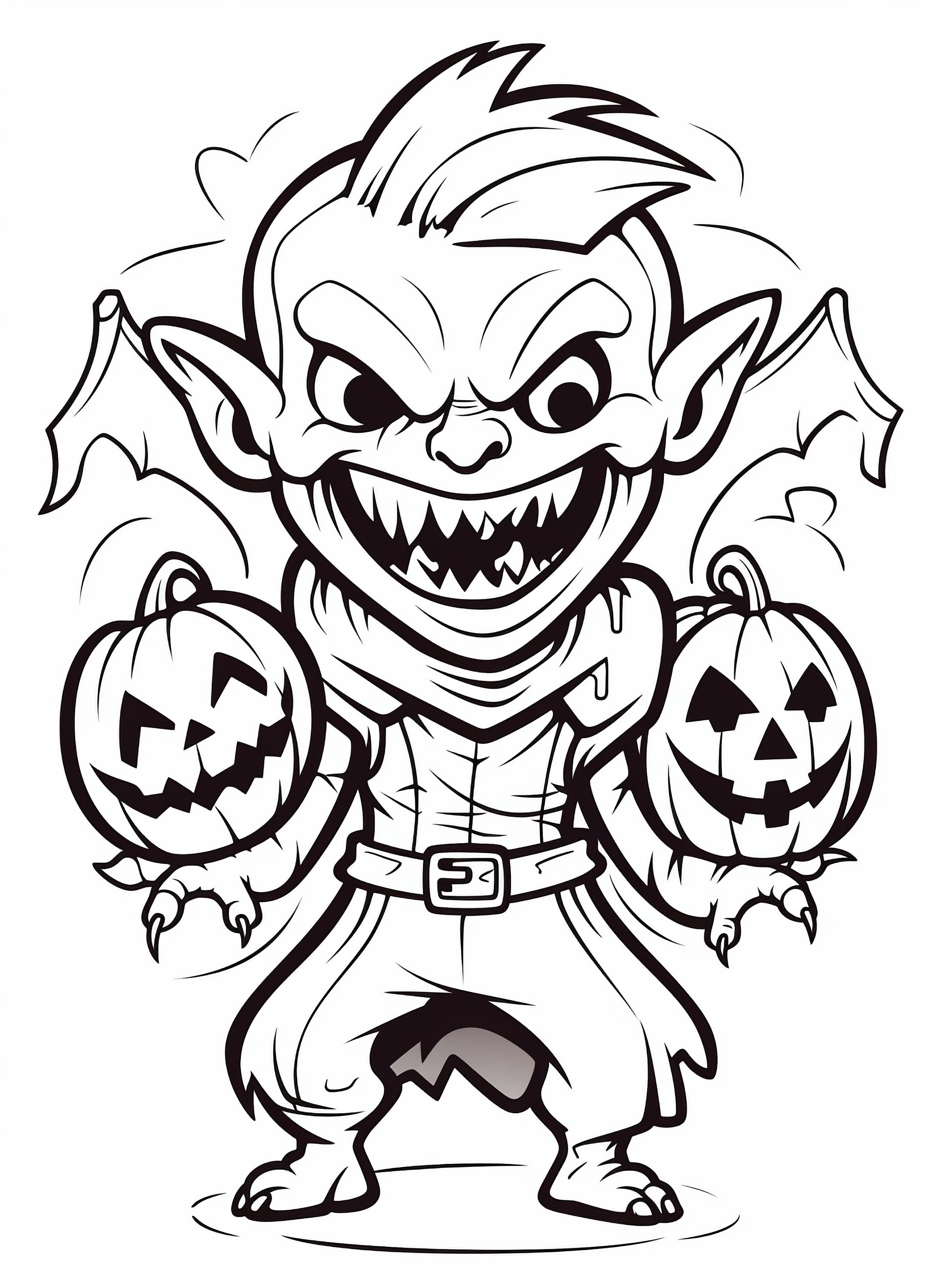 Happy Halloween Ghoul Coloring Book Page Image for Kids, Students or ...