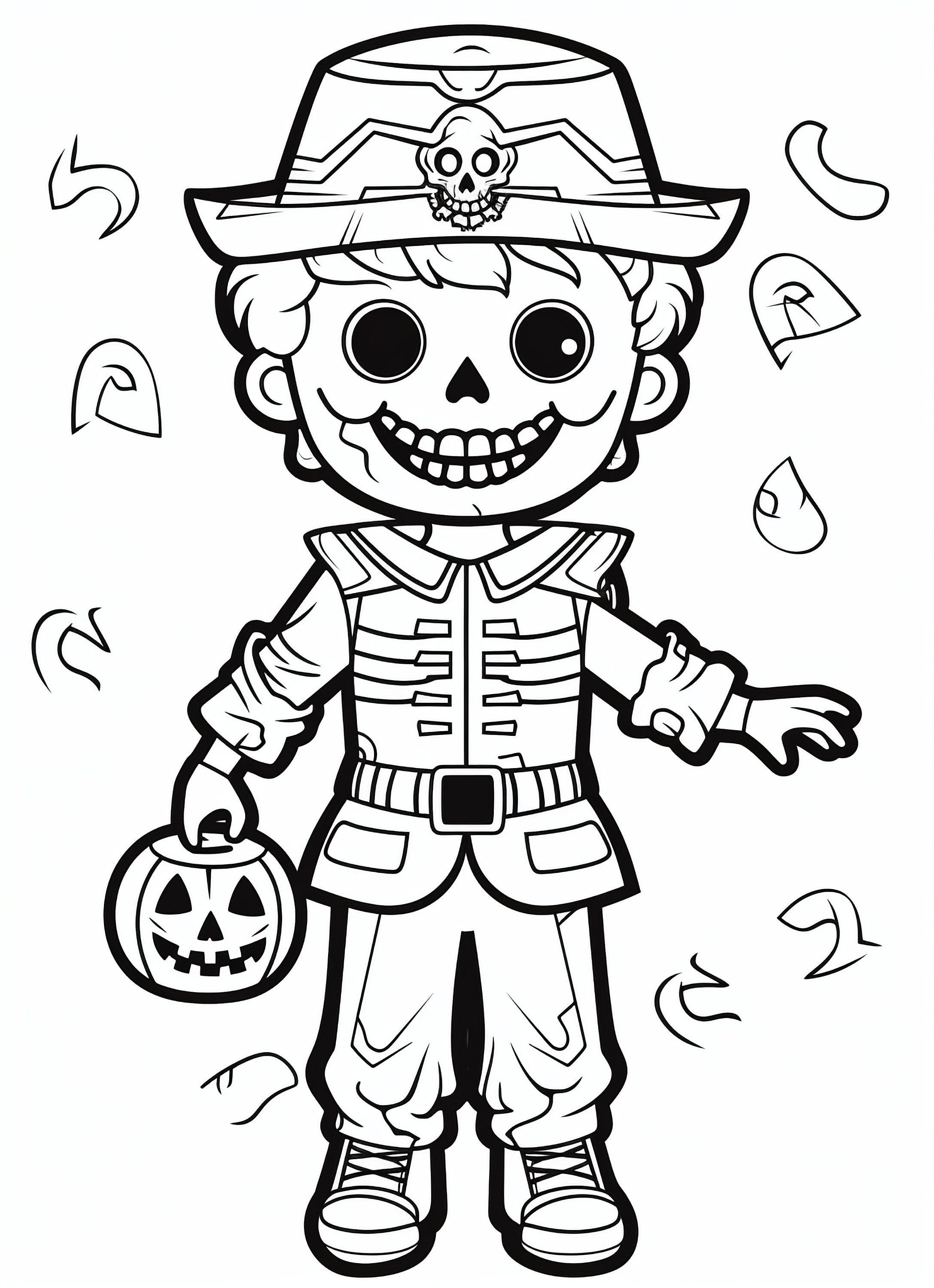 Happy Halloween Zombie Kid Coloring Book Page Image for Kids, Students ...