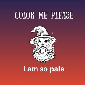 Happy Halloween Cute Witch Coloring Book Page Image for Kids, Students ...