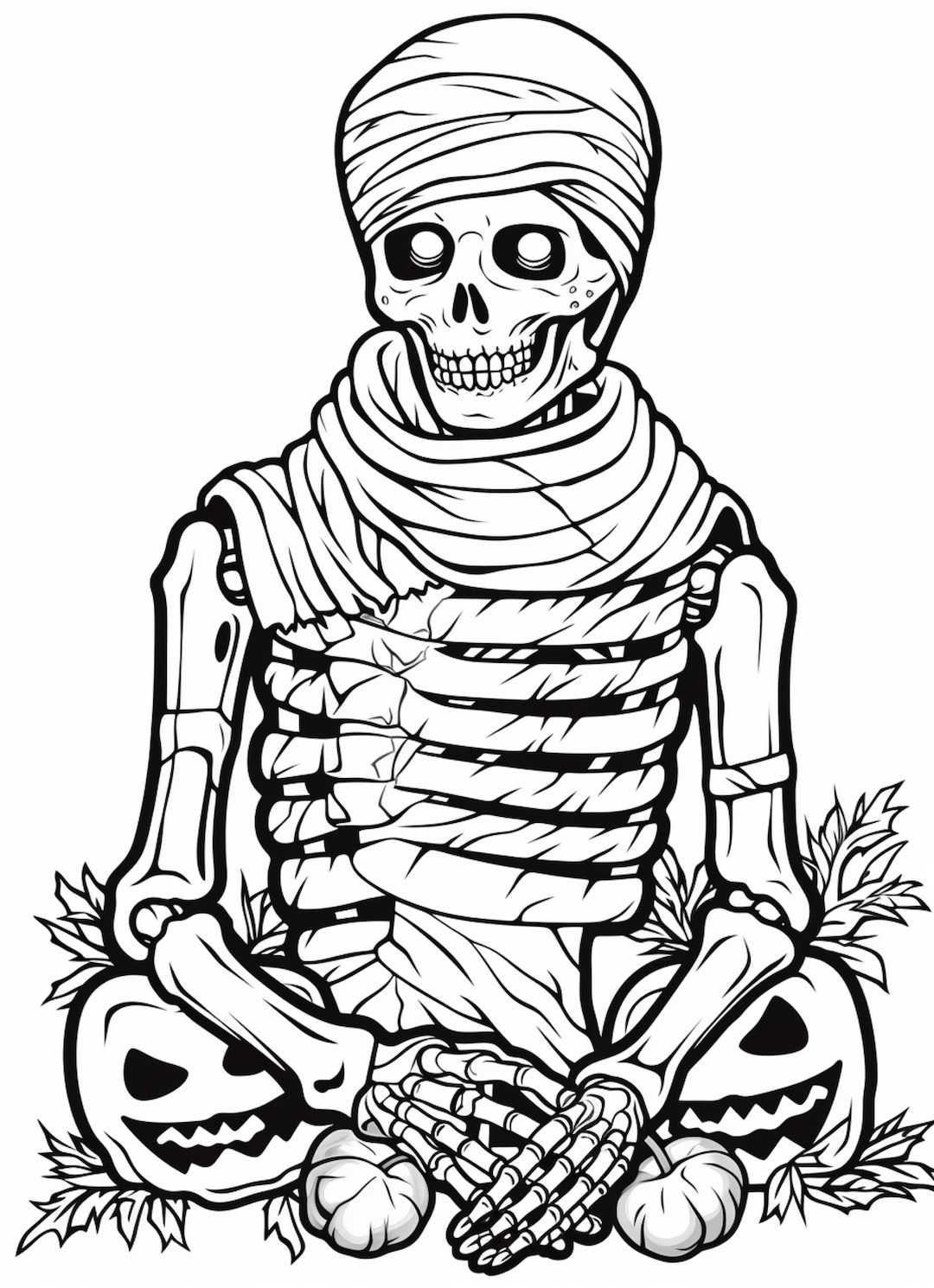 Happy Halloween Skeleton Coloring Book Page Image for Kids, Students or ...