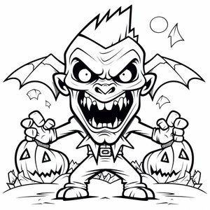 Happy Halloween Vampire Coloring Image for Kids, Students or Trick-or ...