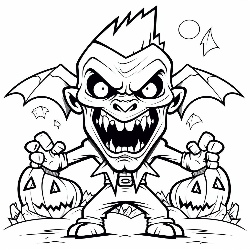 Happy Halloween Vampire Coloring Image for Kids, Students or Trick-or ...