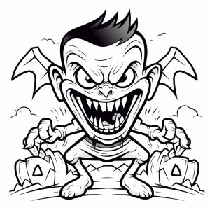 Happy Halloween Ghoul Coloring Book Page Image for Kids, Students or ...