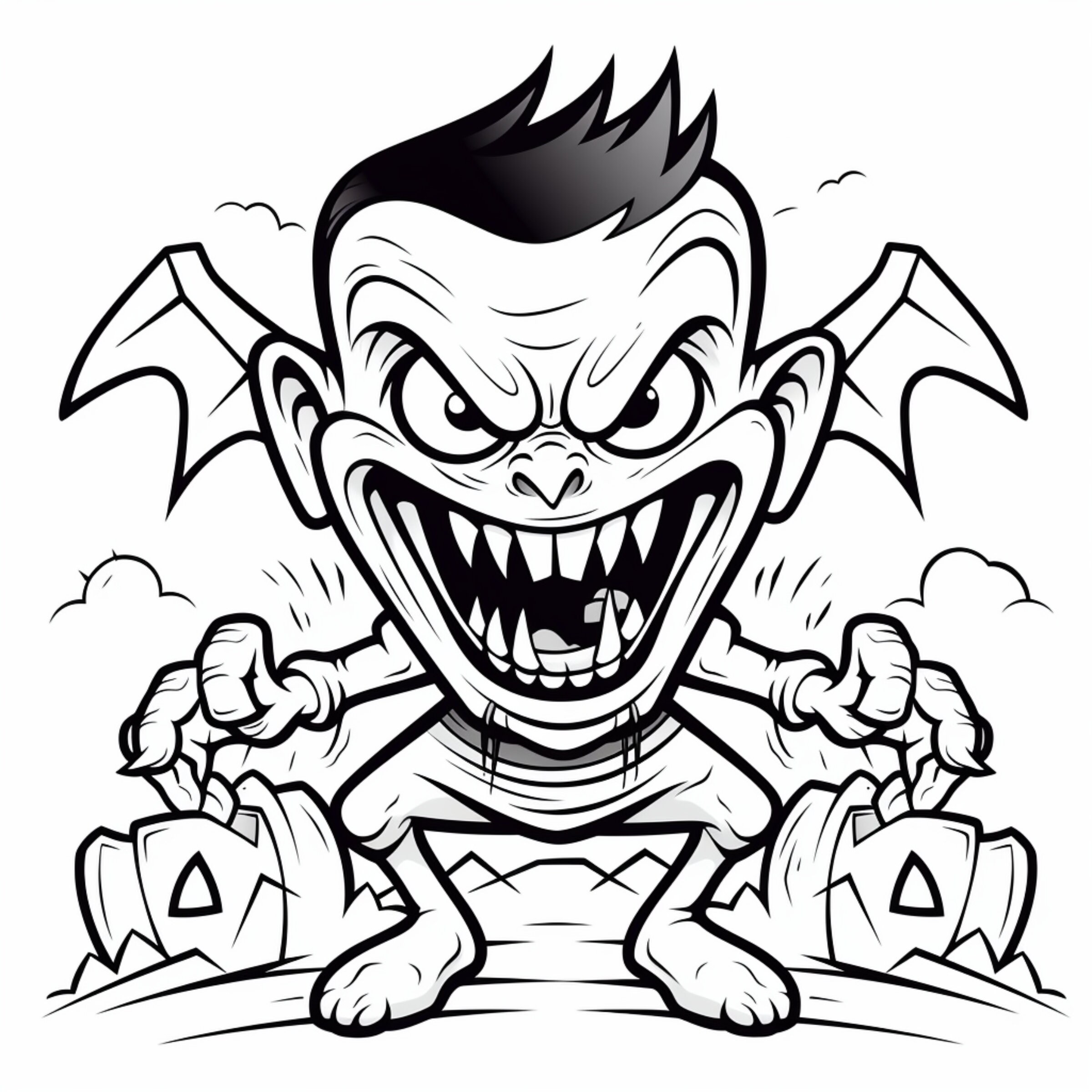 Happy Halloween Ghoul Coloring Book Page Image for Kids, Students or ...