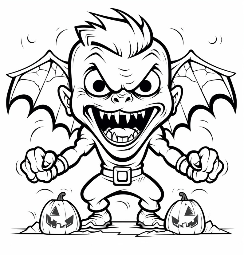 Happy Halloween Ghoul Coloring Book Page Image for Kids, Students or ...