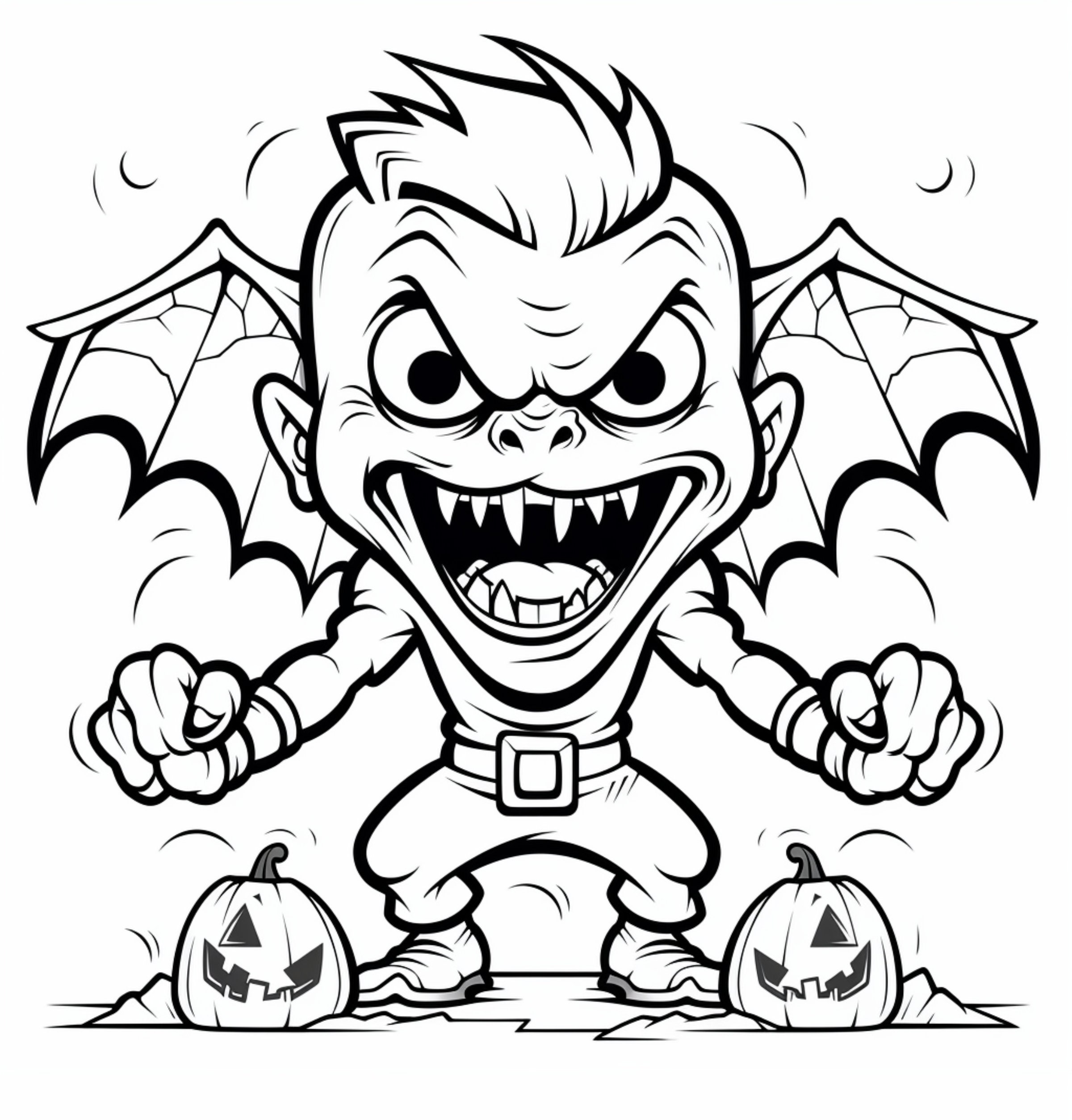Happy Halloween Ghoul Coloring Book Page Image for Kids, Students or ...