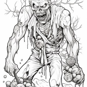 Halloween Scary Zombie Coloring Book Page Image for Adults. - Etsy