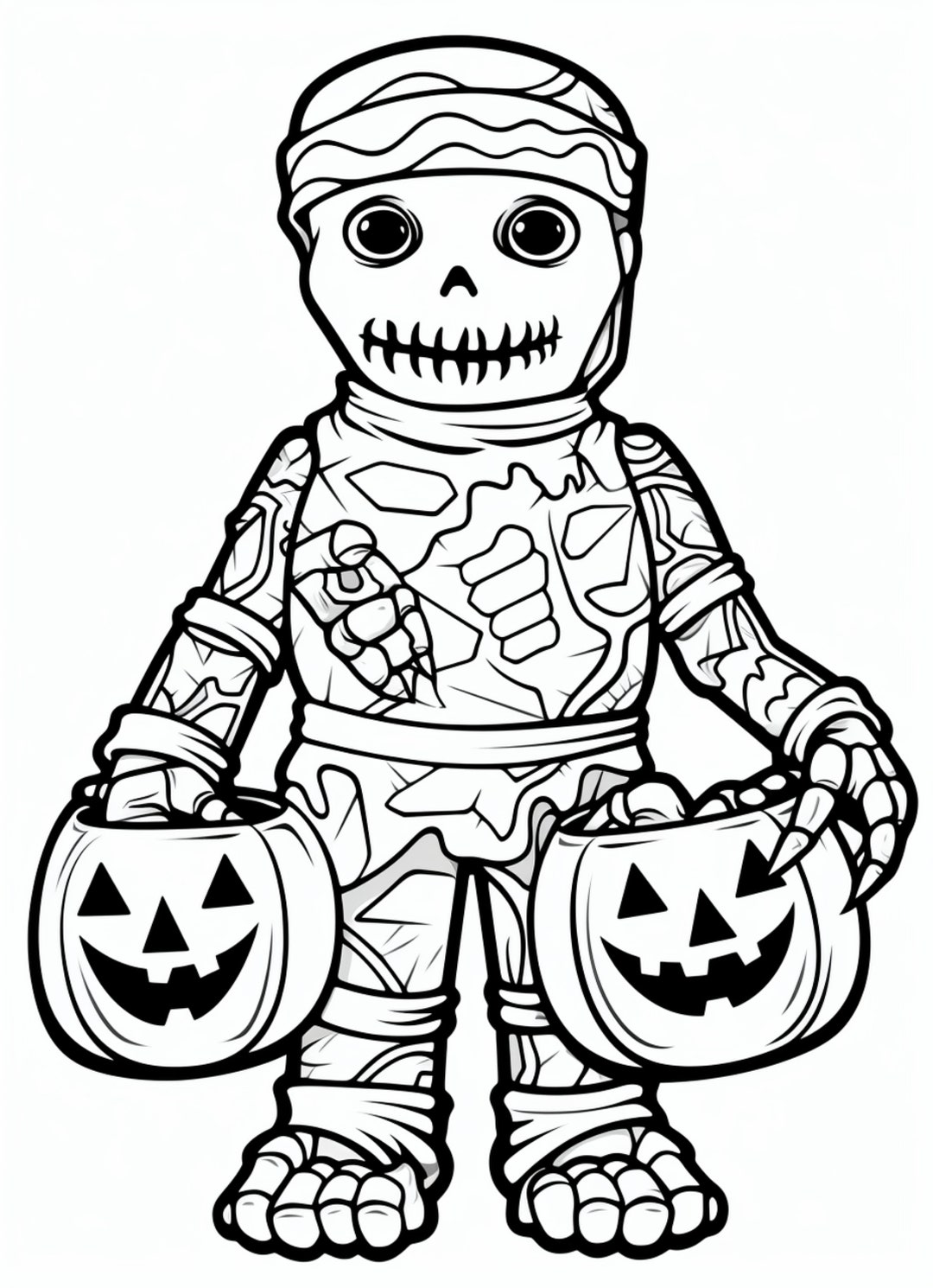Happy Halloween Kid Mummy Coloring Book Page Image for Kids, Students ...