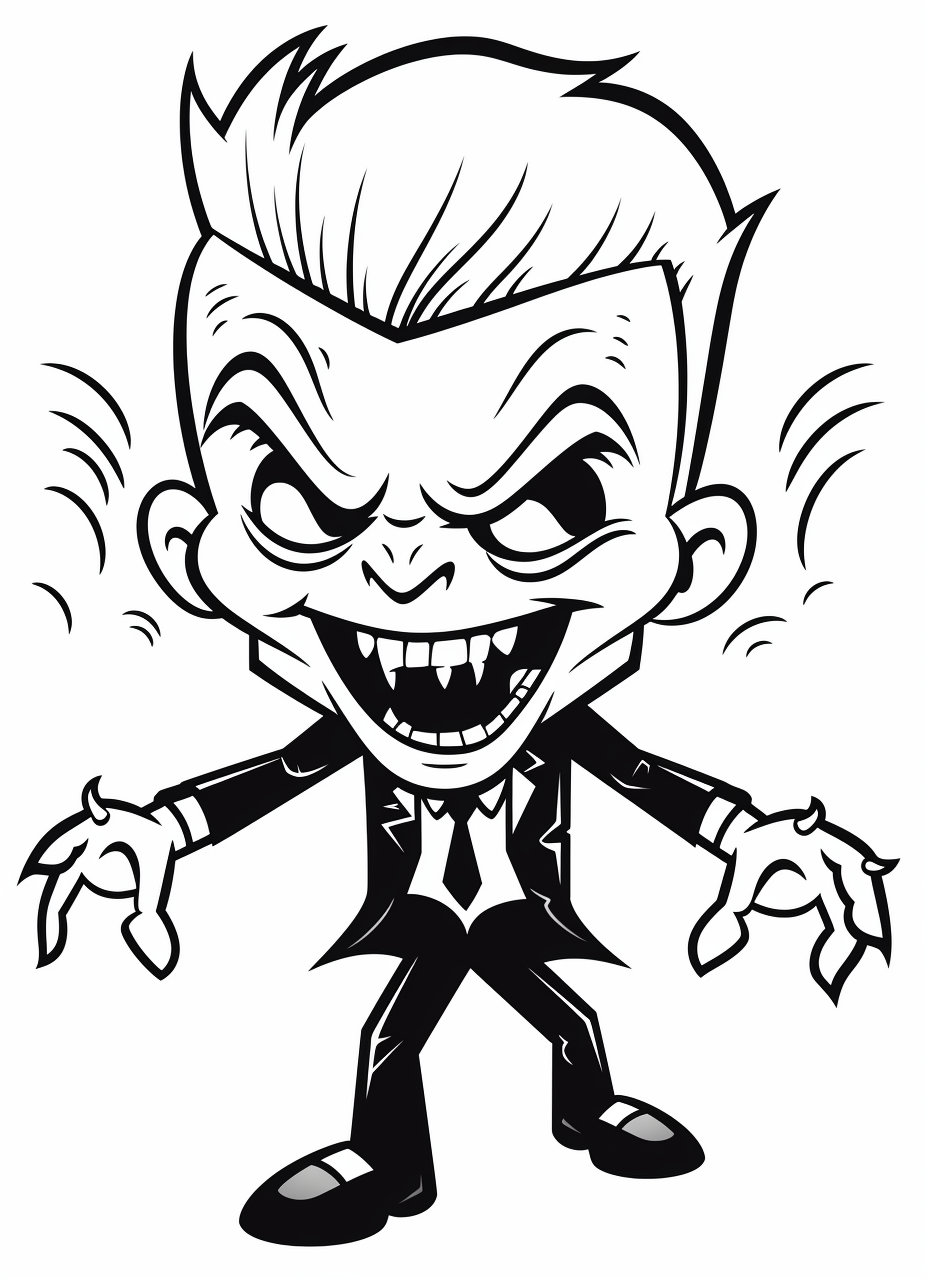 Happy Halloween Vampire Coloring Book Page Image for Kids, Students or ...