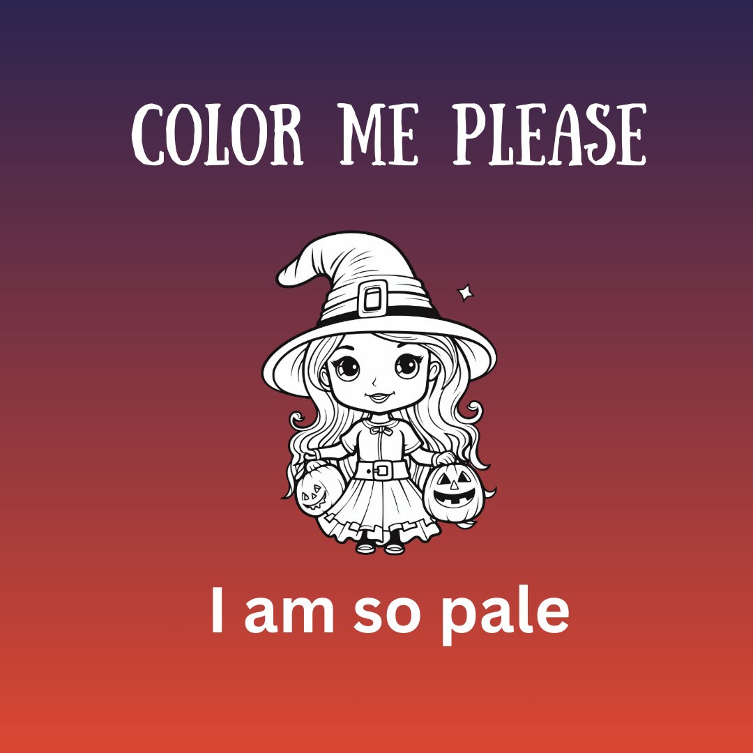 Happy Halloween Witch Coloring Book Page Image for Kids, Students or ...