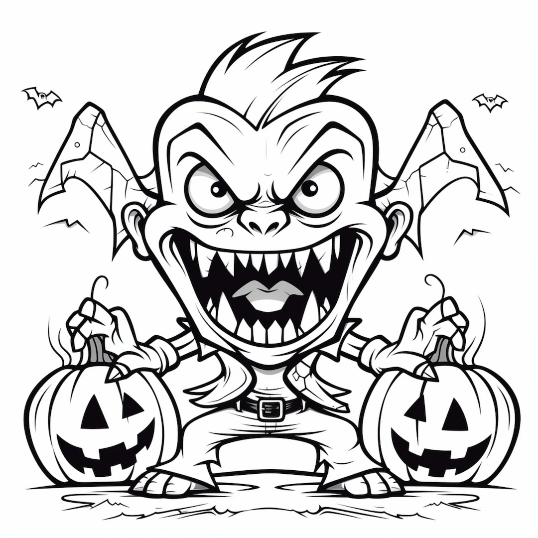 Happy Halloween Ghoul Coloring Book Page Image for Kids, Students or ...