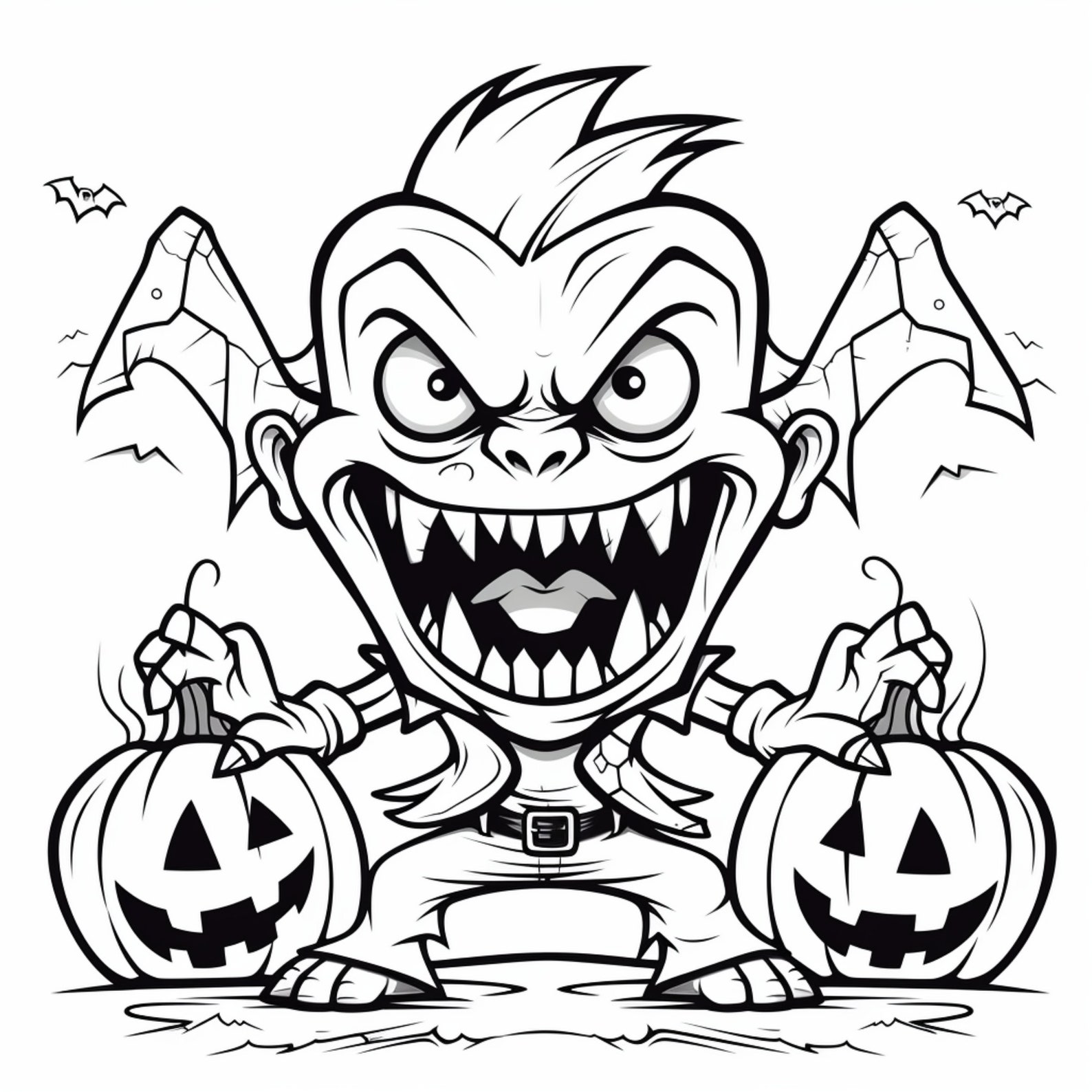 Happy Halloween Ghoul Coloring Book Page Image for Kids, Students or ...