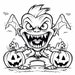 Happy Halloween Ghoul Coloring Book Page Image for Kids, Students or ...