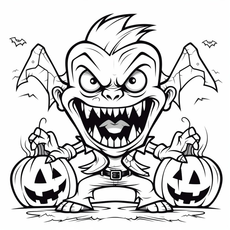 Happy Halloween Ghoul Coloring Book Page Image for Kids, Students or ...