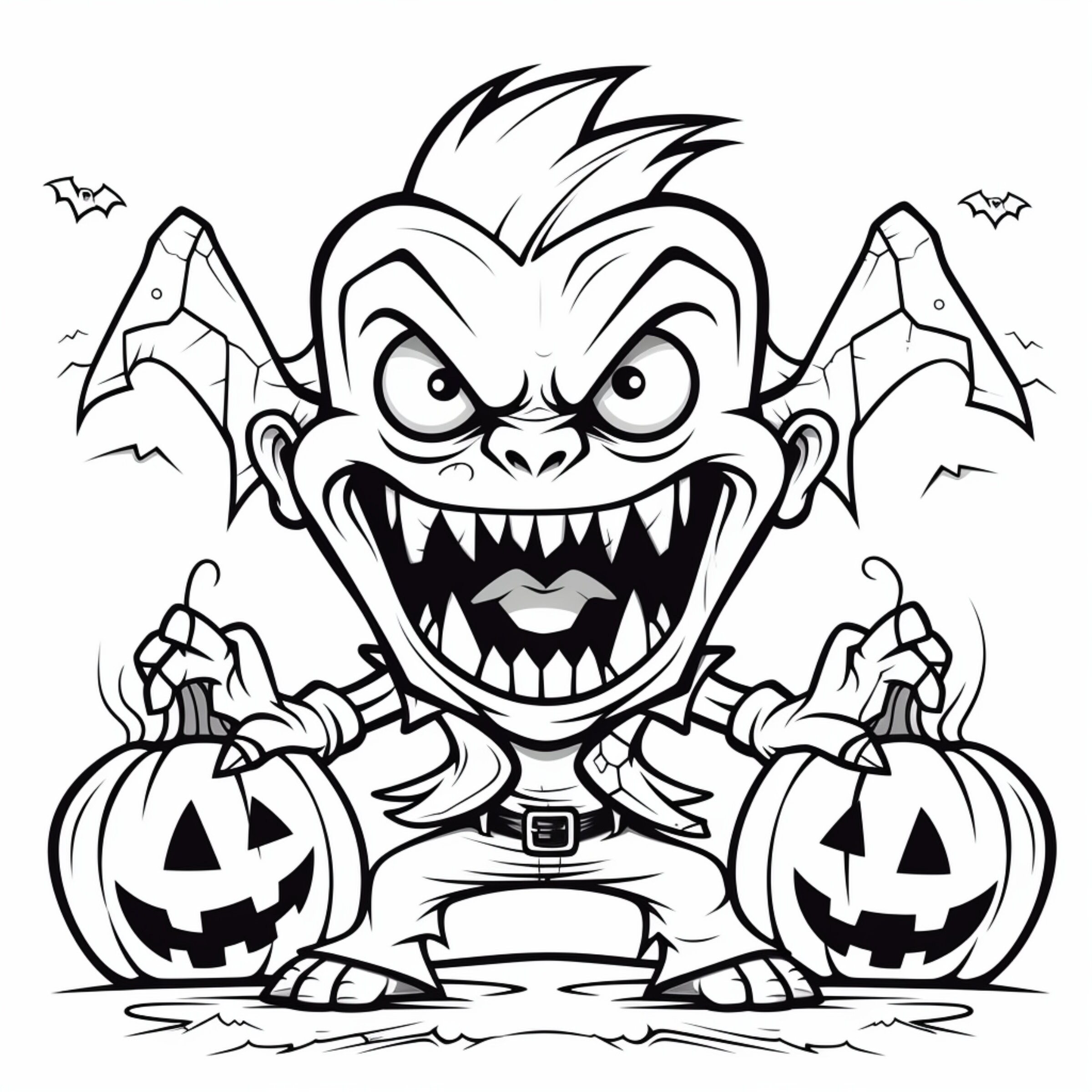 Happy Halloween Ghoul Coloring Book Page Image for Kids, Students or ...