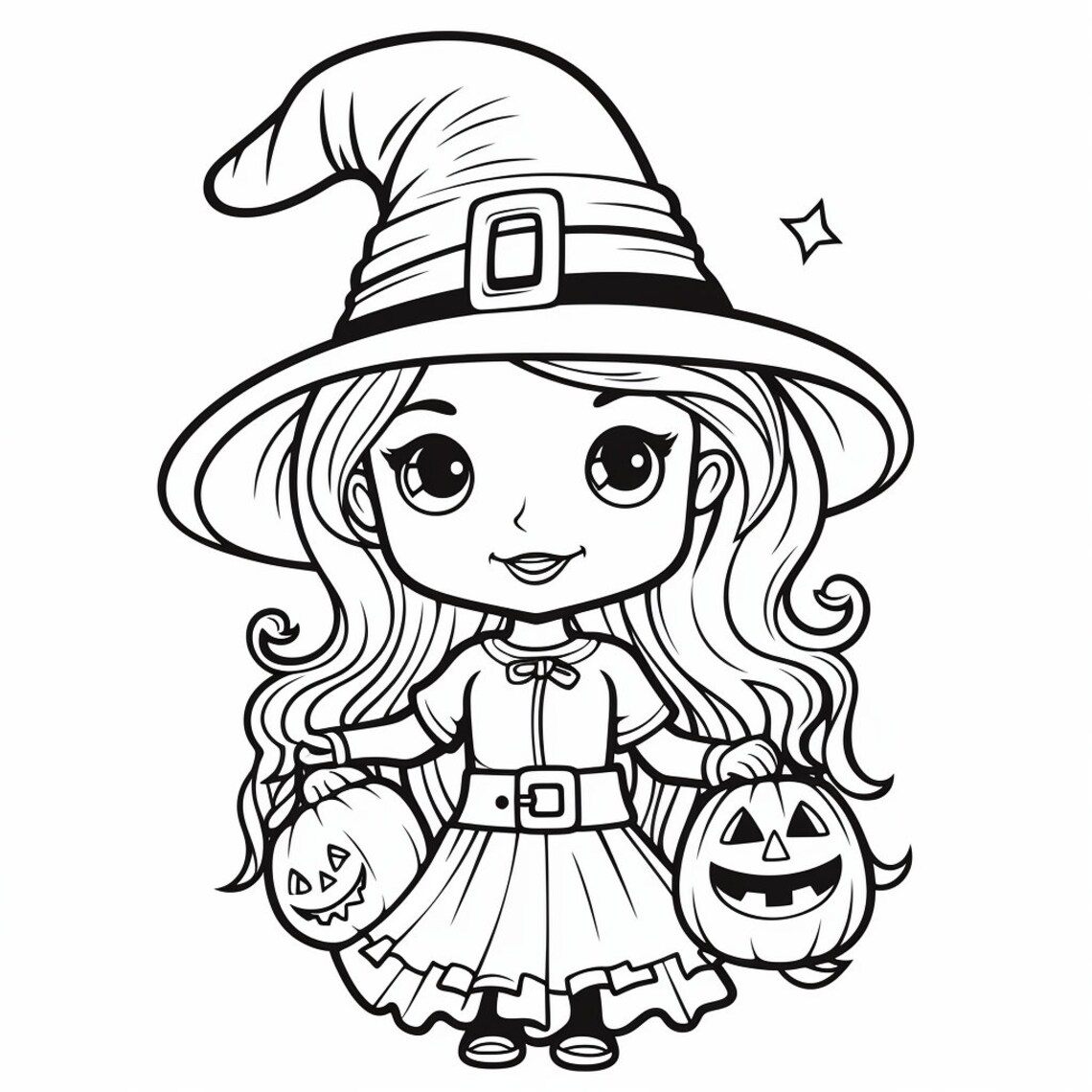 Happy Halloween Witch Coloring Image for Kids, Students or Trick-or ...