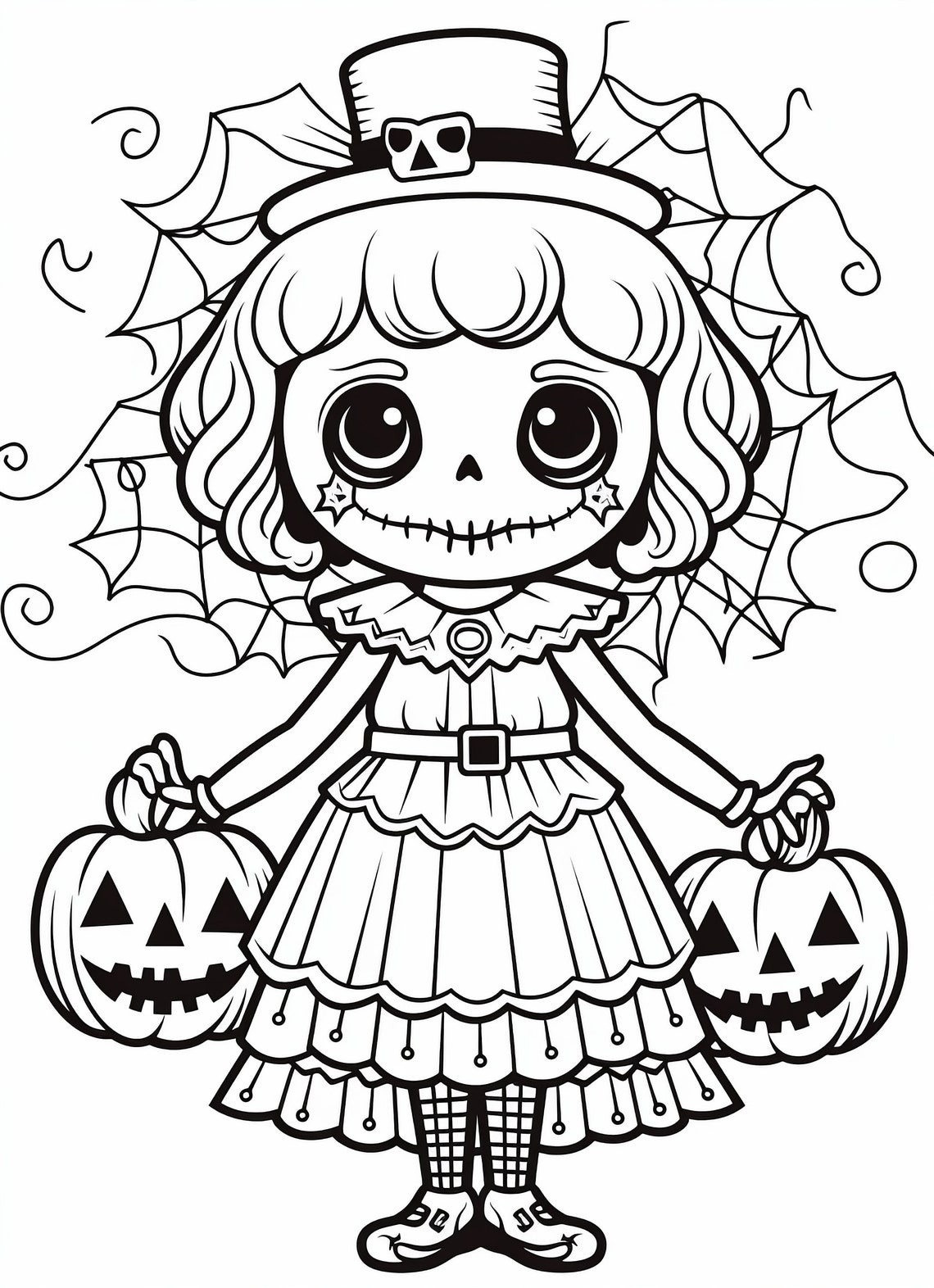 Happy Halloween Zombie Kid Coloring Book Page Image for Kids, Students ...