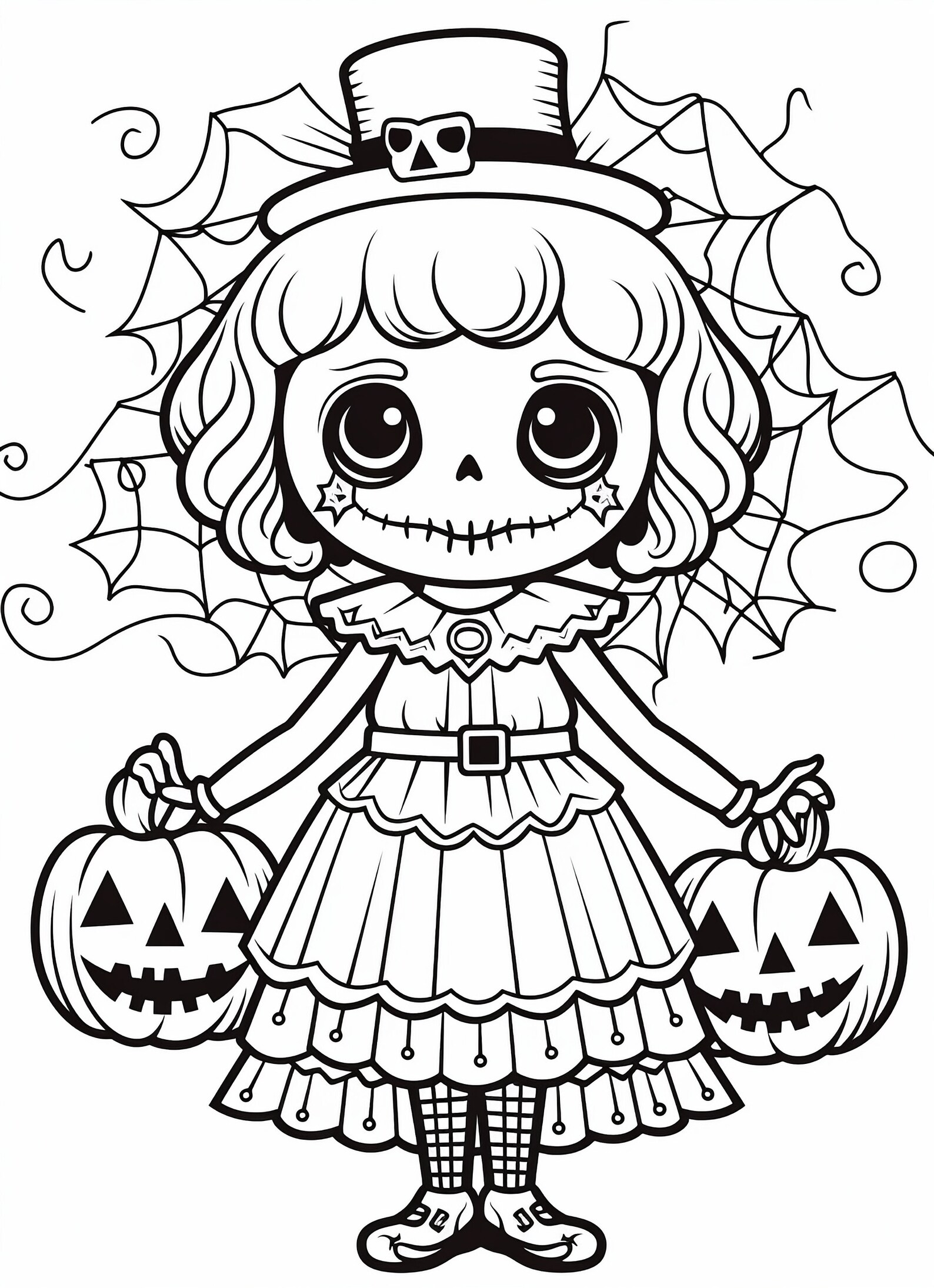 Happy Halloween Zombie Kid Coloring Book Page Image for Kids, Students ...