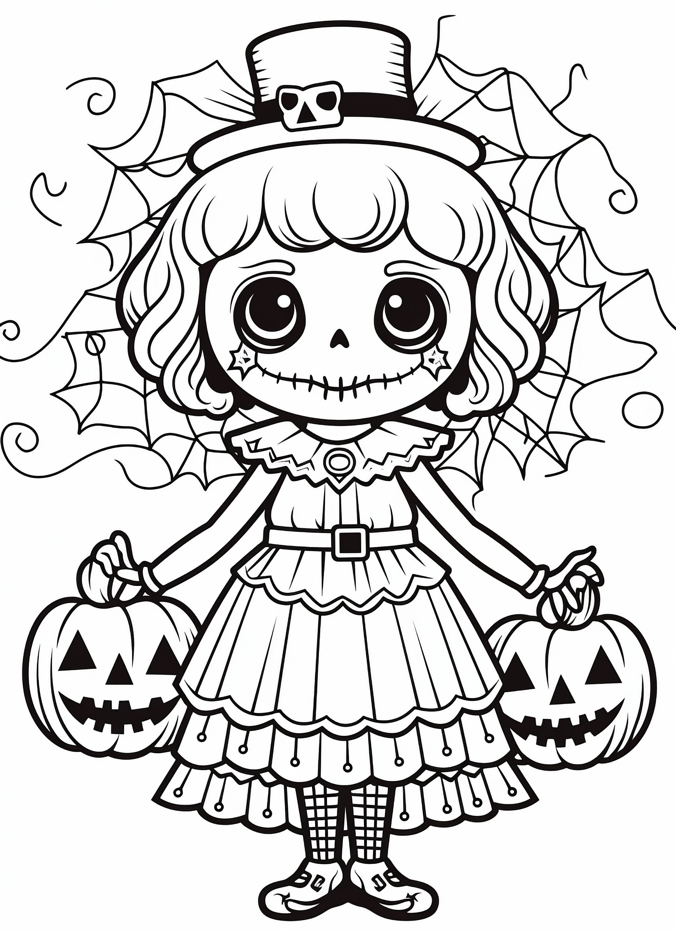 Happy Halloween Zombie Kid Coloring Book Page Image for Kids, Students ...
