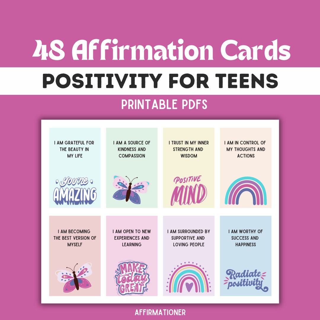 48 Positive Affirmation Cards for Teens Printable - Etsy