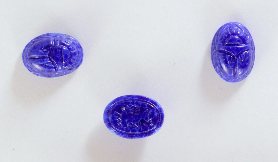 14x10mm Vintage Light Lapis Glass Scarab - Etsy