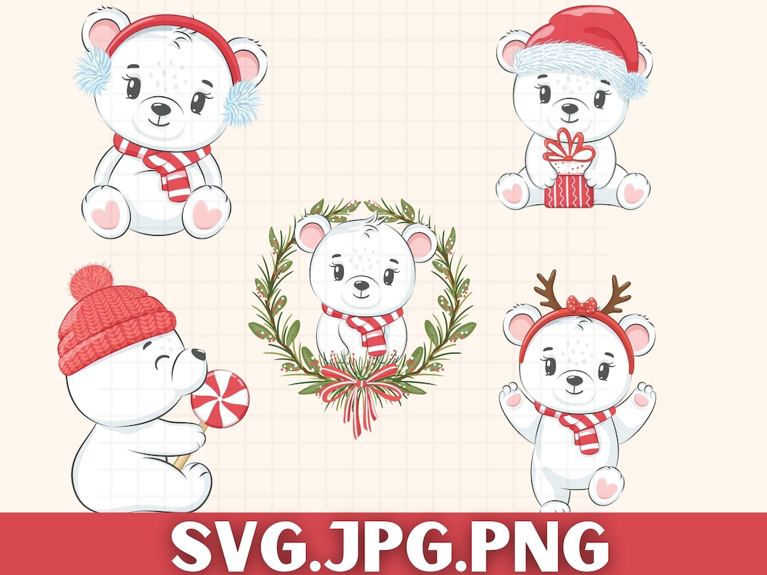 Christmas Bear SVG PNG Cricut Cut Files Silhouette Layered - Etsy