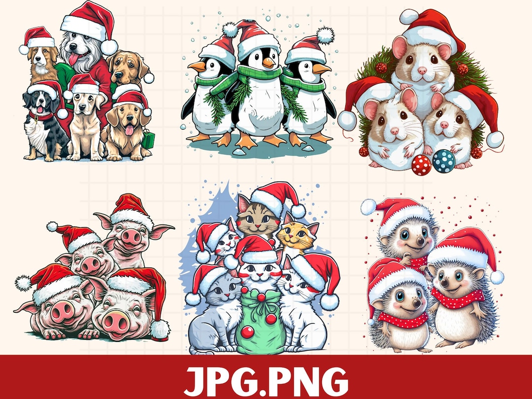 Christmas Animals Svg Holiday Wreath Svg Christmas Clipart - Etsy