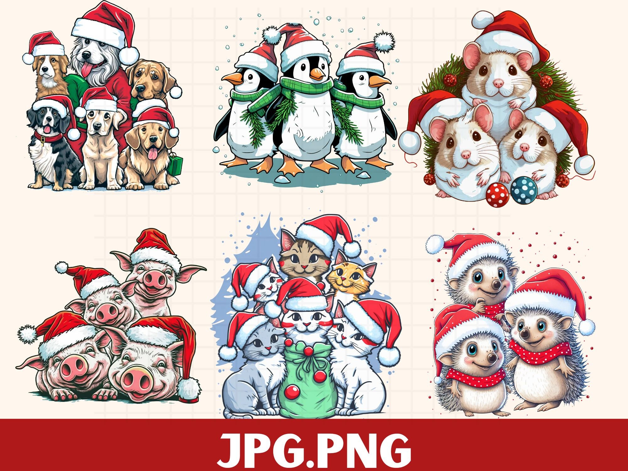 Christmas Animals Svg Holiday Wreath Svg Christmas Clipart - Etsy