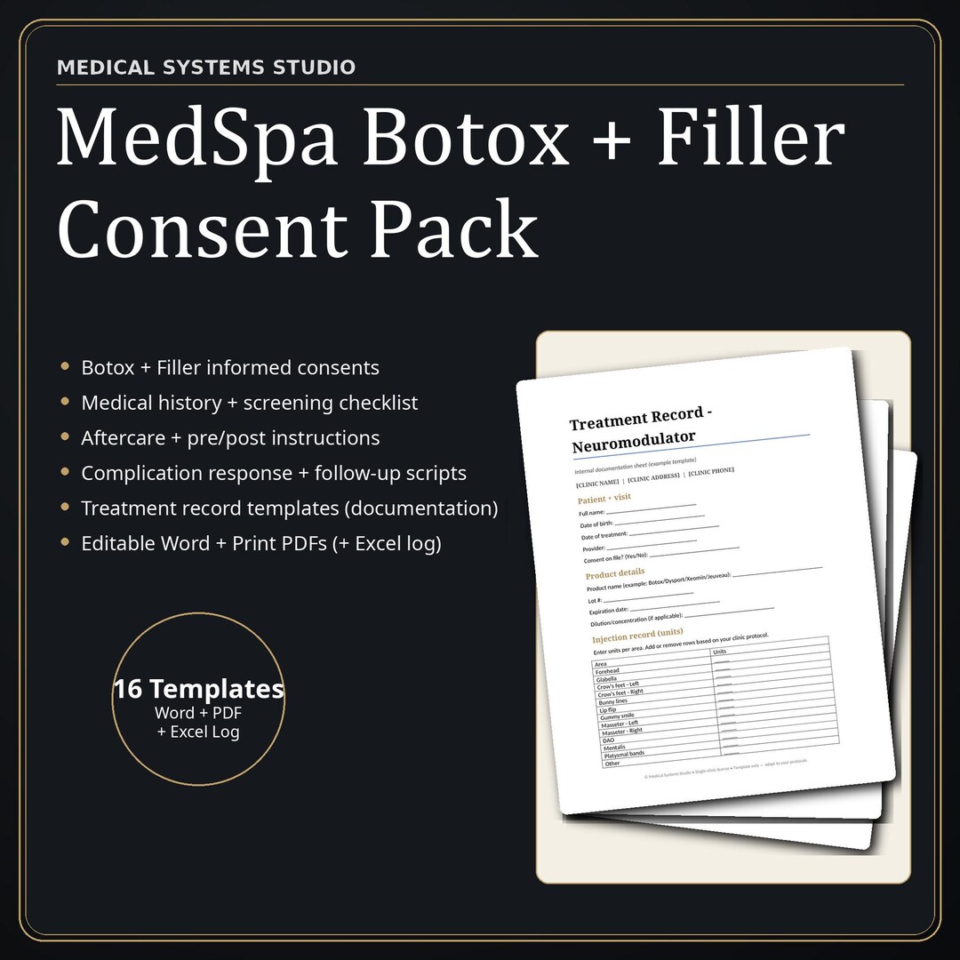 Medspa Botox Filler Consent Forms | Editable Medical History (word ...