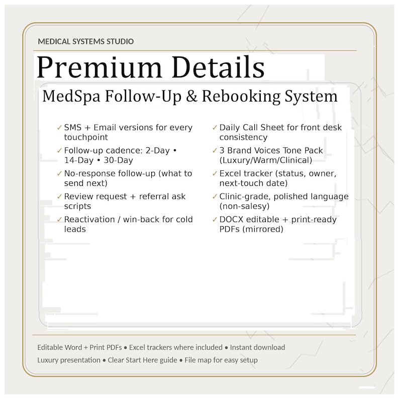 Medspa Follow up & Rebooking System | SMS + Email Scripts + Cadence Map ...