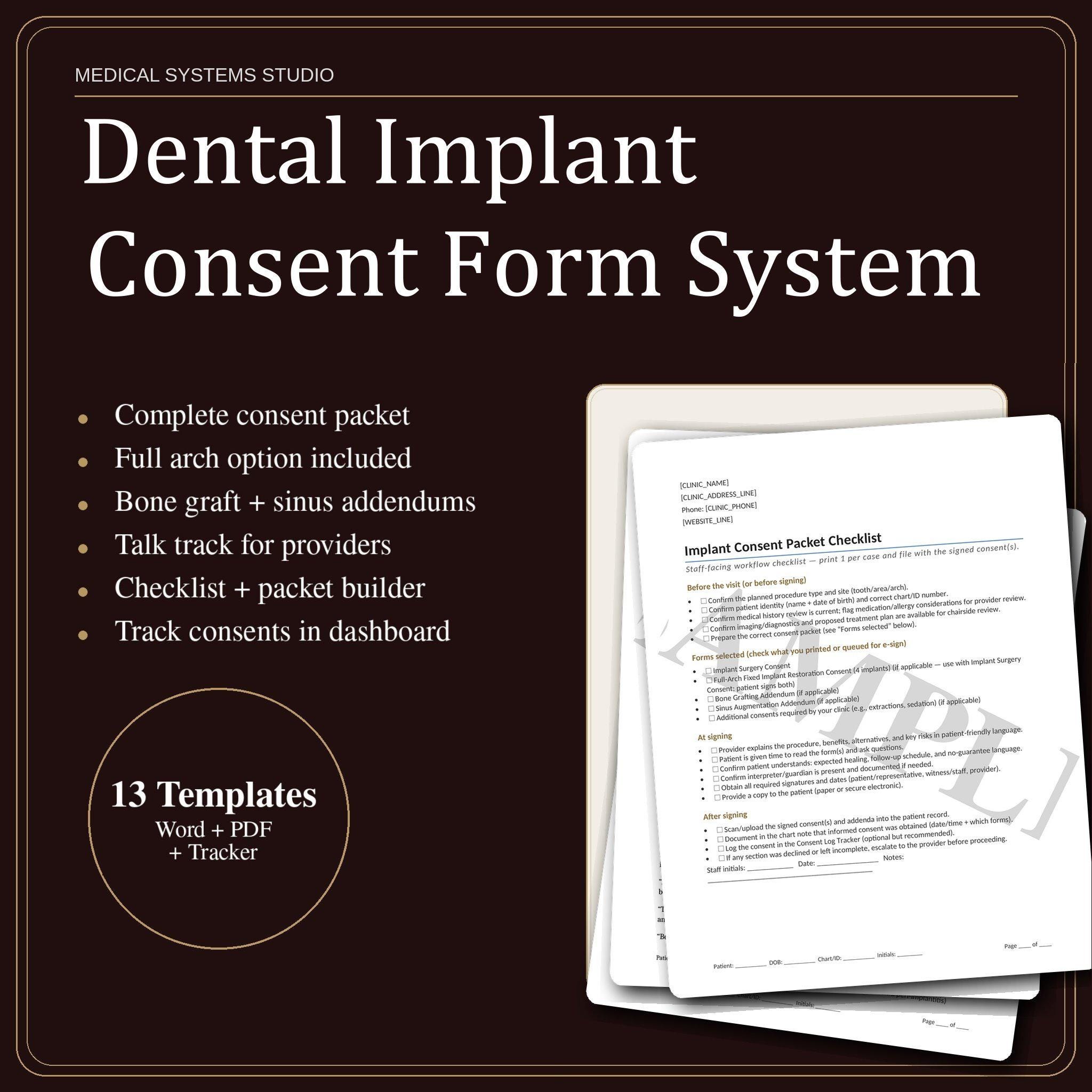 Dental Implant Consent Form System | Implant Surgery + Full Arch Fixed ...