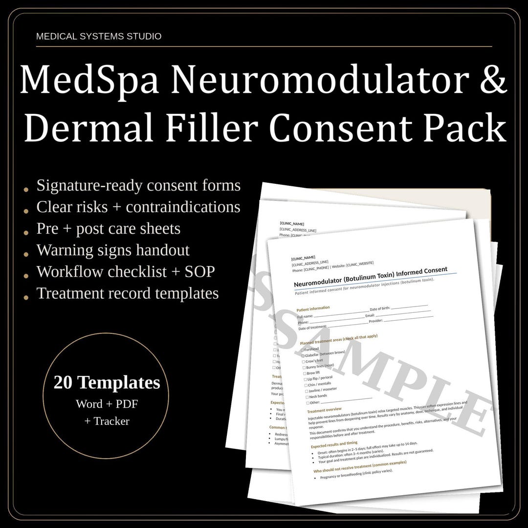 Medspa Injectables Consent Forms | Botox, Dermal Filler (digital ...