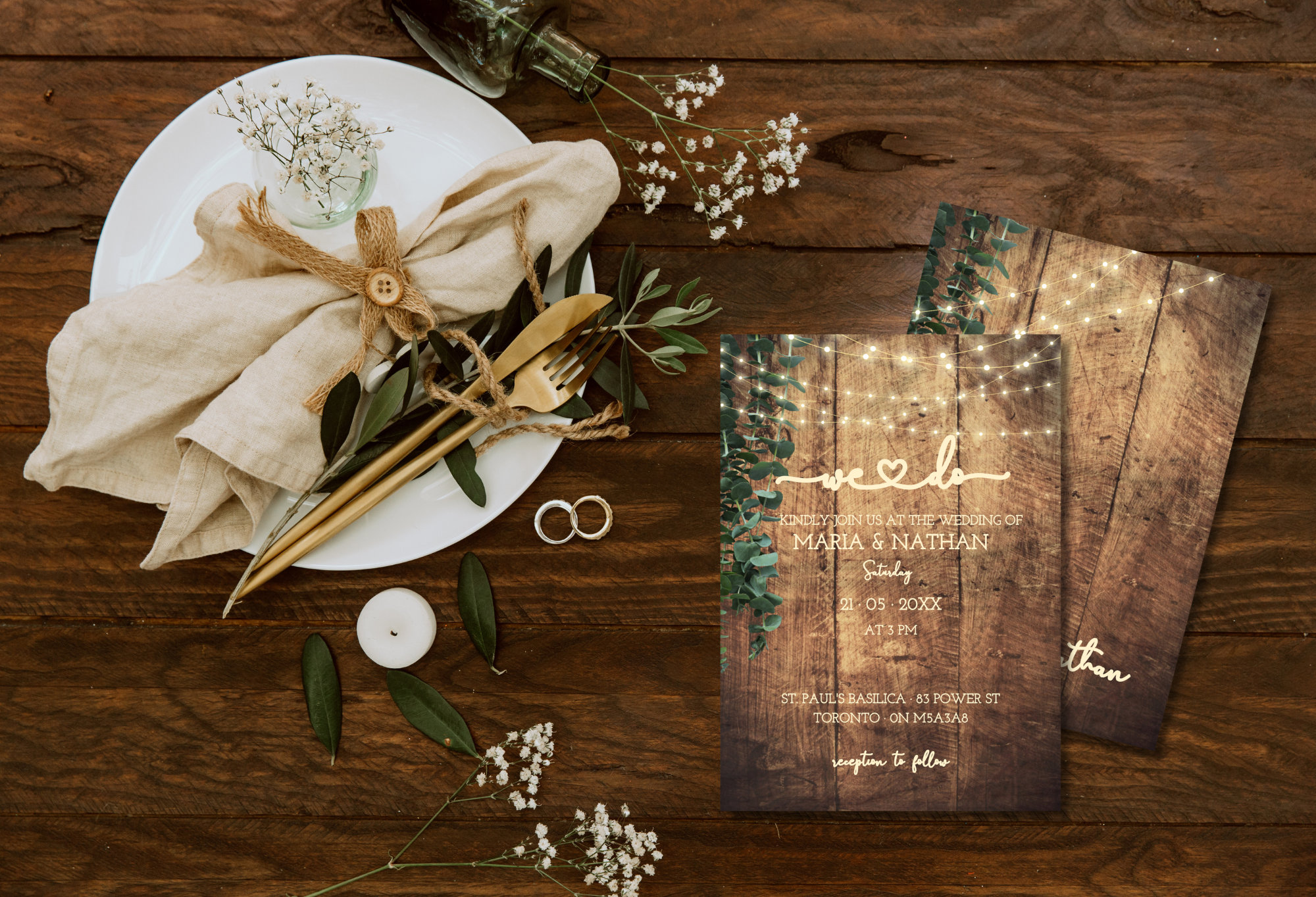 We Do Rustic Wedding Invitation Template | Editable Rustic Wedding ...