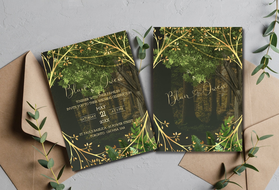 Enchanted Forest Editable Wedding Invite Template | Custom Fairytale ...