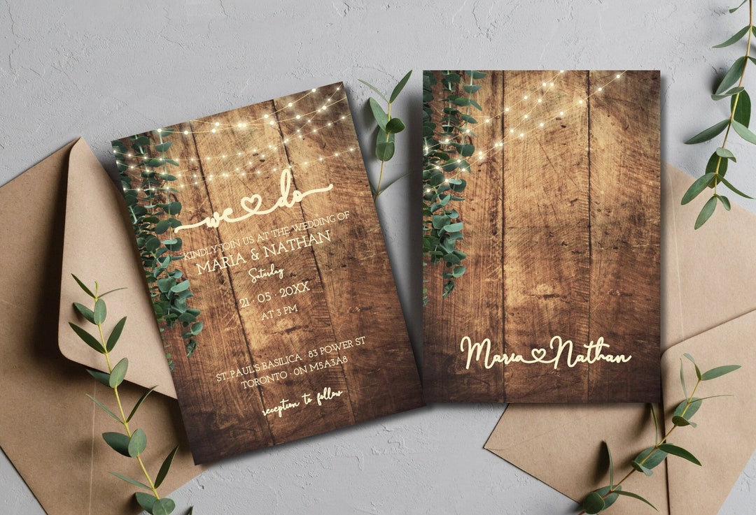 We Do Rustic Wedding Invitation Template | Editable Rustic Wedding ...
