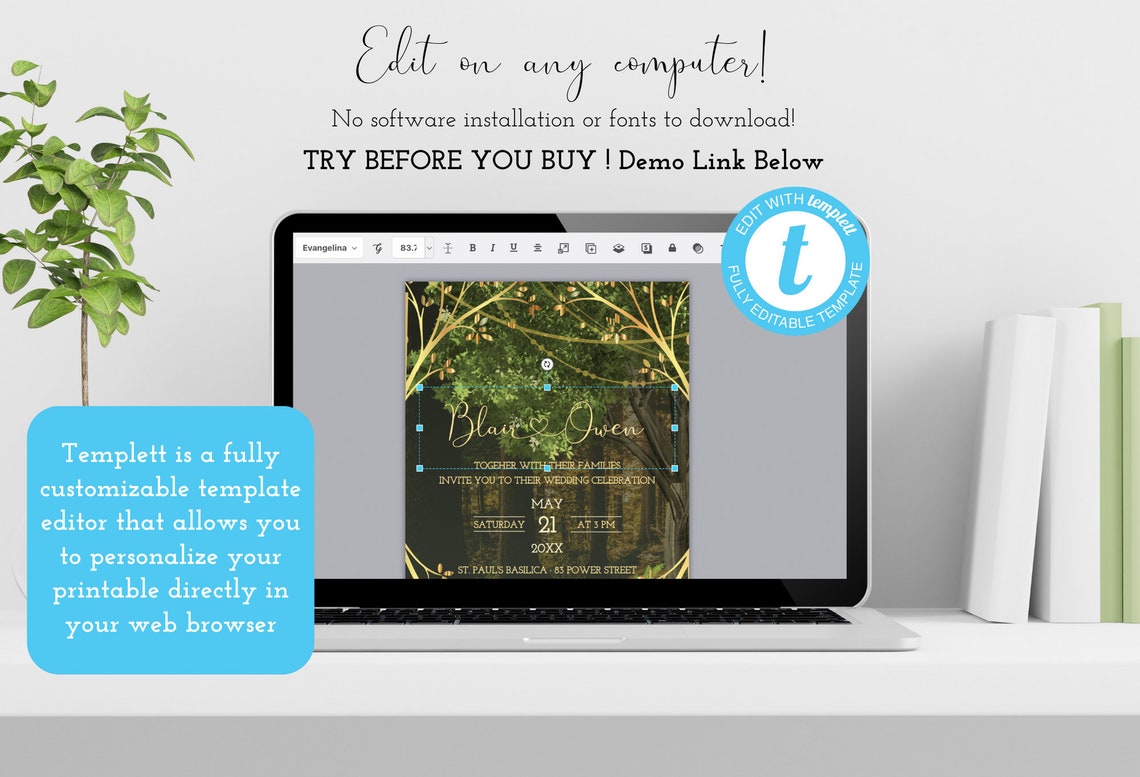 Enchanted Forest Editable Wedding Invite Template Custom Fairytale ...