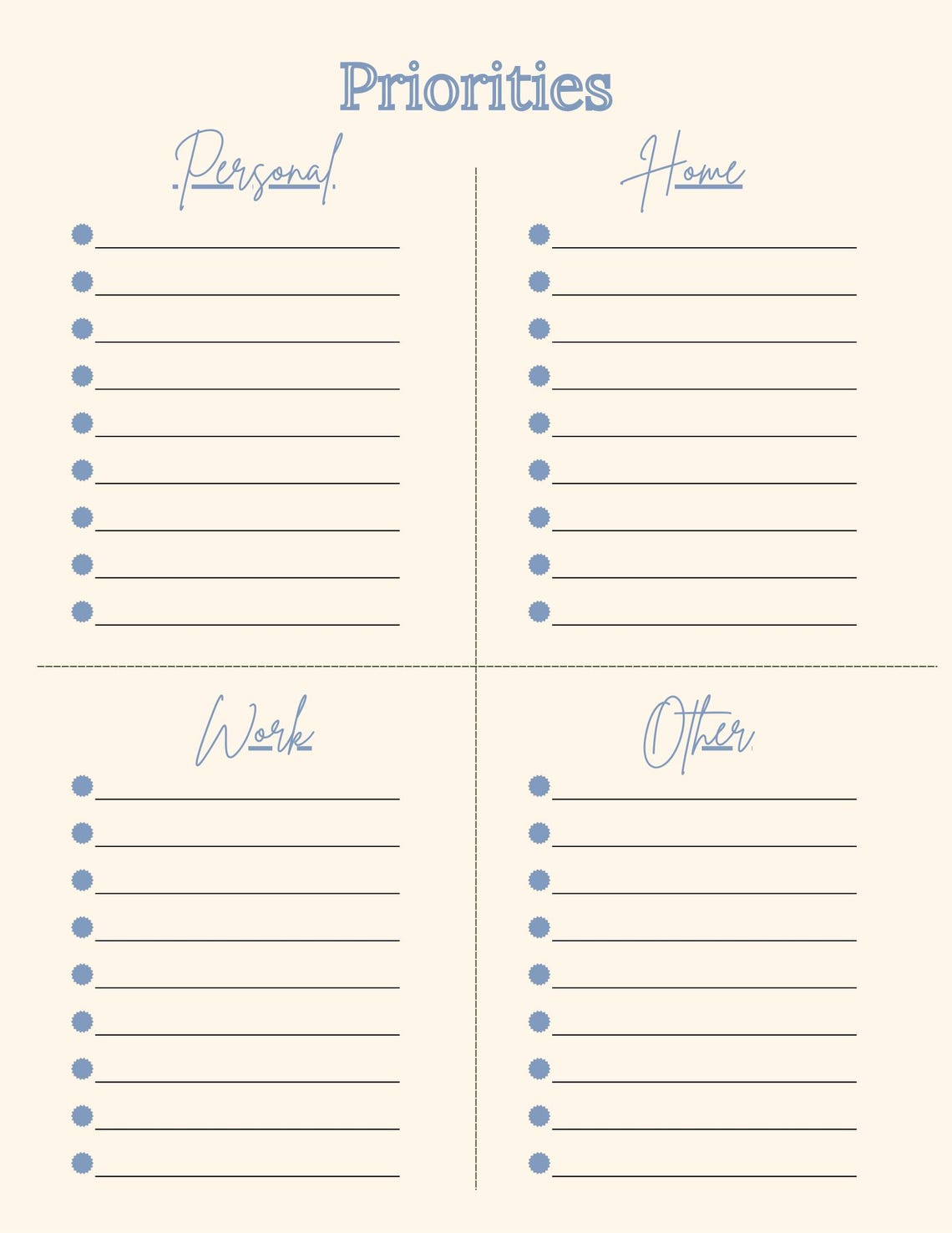 Priorities List Printable - Personalizable! You Pick Your Four ...