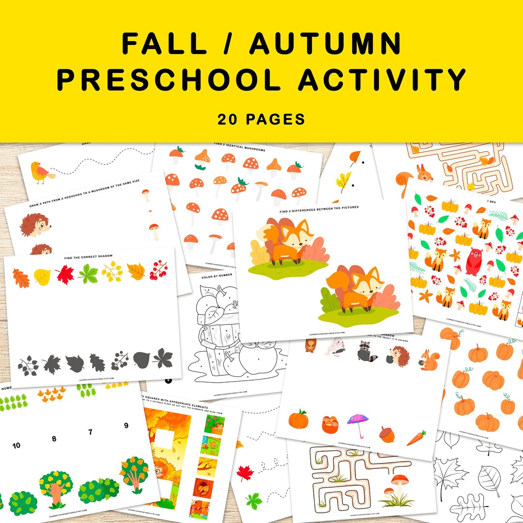 Fall/autumn Preschool Activity, Activity Book, Printable Activity ...