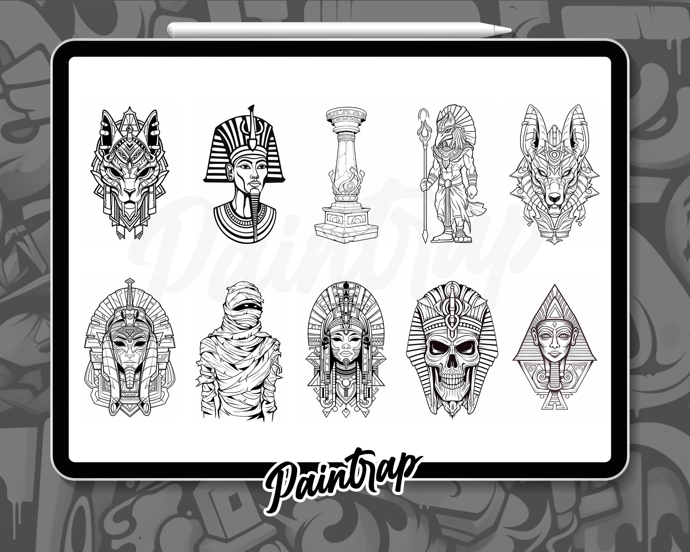 Egyptian Stamp Brushes for Procreate - 50 Ancient Egyptian Style Stamp Brushes Pack - Instant ...