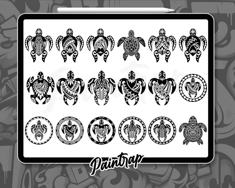 Polynesian Maori Symbol Tattoo Stencil Stamp Brushes for Procreate 135 ...