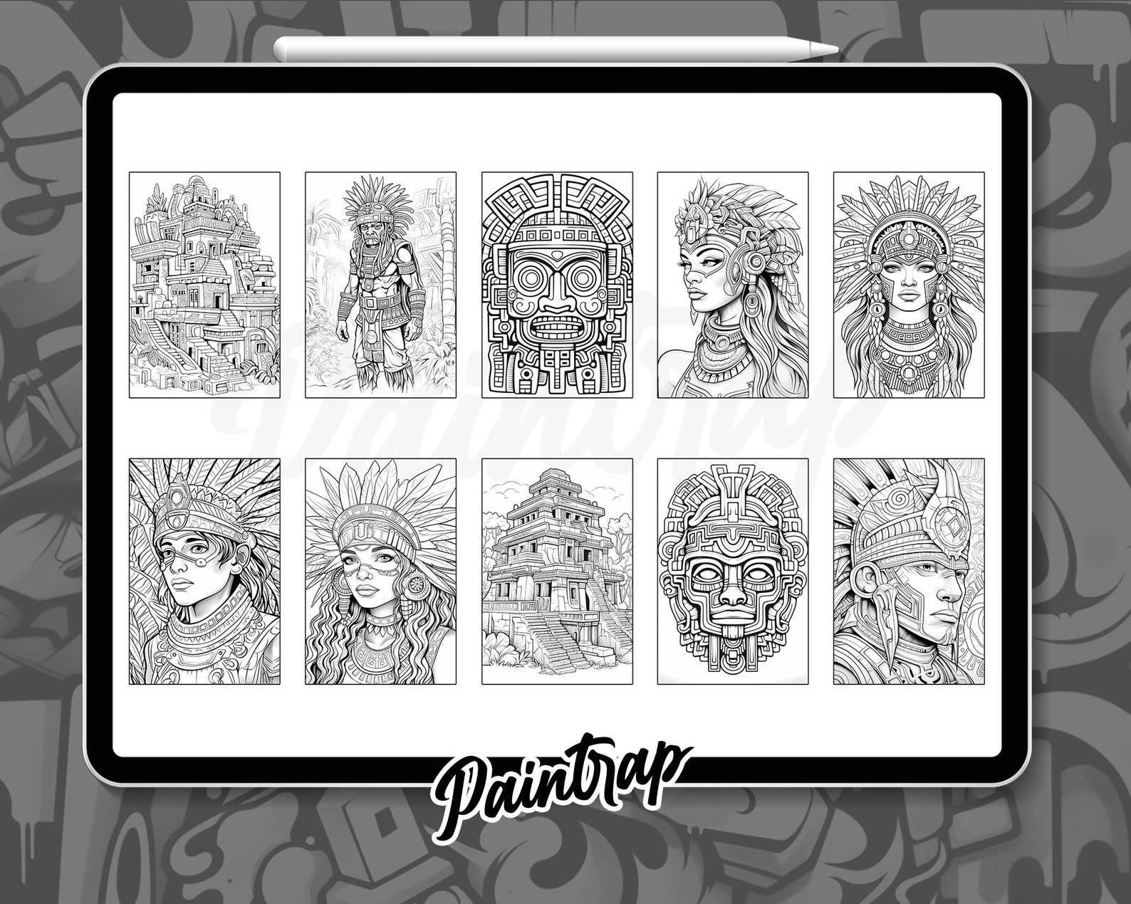 Aztec Stamp Brushes for Procreate - 50 Aztec Style History Pattern ...