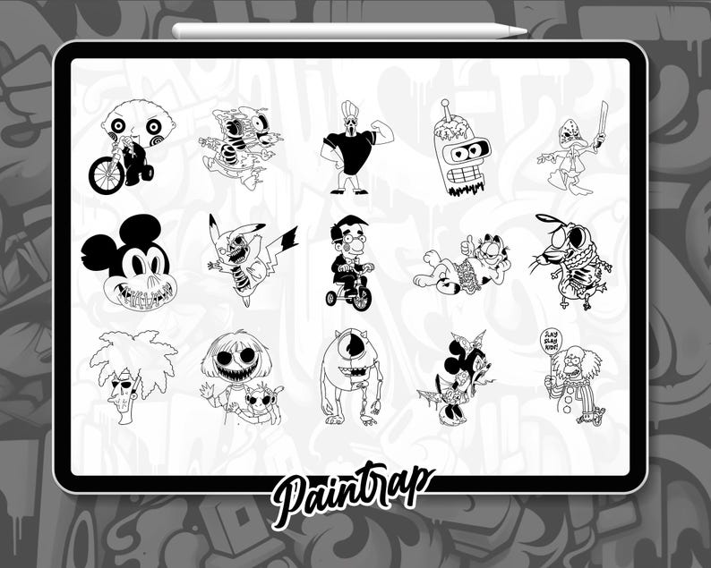 Friday the 13th Cartoons Tattoo Procreate Stamps - 100 Horror Cartoon ...