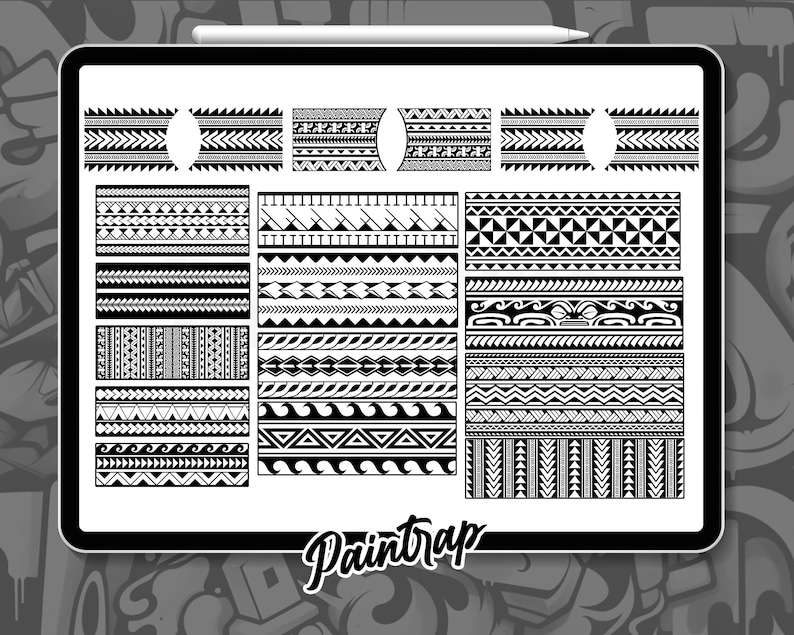 Polynesian Maori Patterns Tattoo Stencils Stamp Brushes for Procreate ...